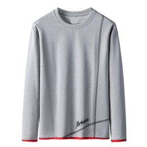 thenlian men warm winter long sleeve pullover letter sweatshirt top tee outwear blouse(l, gray)