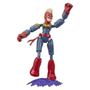 avengers marvel bend and flex action figure toy, 6-inch flexible captain marvel figure, includes blast accessory, for kids ages 4 and up