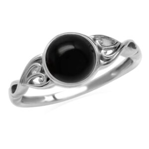 silvershake 7mm natural black onyx 925 sterling silver victorian style solitaire ring size 11