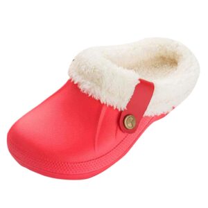 tootu waterproof slippers women men plush lined clogs winter garden shoes warm house slippers indoor outdoor