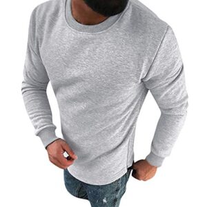 thenlian personality men's winter casual slim long sleeve sweatshirt pullover top blouse(xxl, gray)