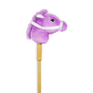 ponyland: music stick animal - purple & white horse - music button, sturdy two-piece stick w/colorful soft plush animal head, toy, kids ages 3+