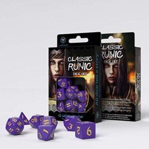 q-workshop classic runic purple & yellow dice set (7)