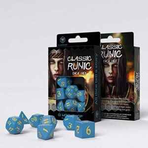 q-workshop classic runic blue & yellow dice set (7)