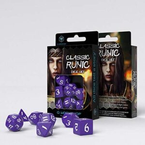 q-workshop classic runic purple & white dice set (7)