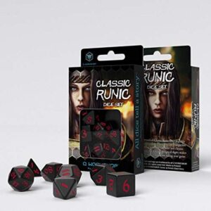 q-workshop classic runic black & red dice set (7)