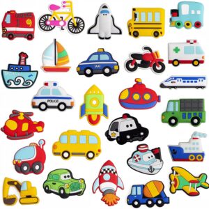 wisestar 26pcs transports rubber fridge magnets for kids- aircraft, boat, vehicle, car refrigerator magnet for whiteboard - educational toy tool school prize birthday gift- kids over 3 years