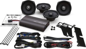 hogtunes rev 450u kit-aa with 200 watts rms 4 channel amplifier, 5.25" front & 5.25" rear speakers (4 pack), fits 1998-2013 harley-davidson motorcycles