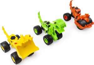 monster jam, official dirt squad 3-pack of monster trucks with moving parts, 1:64 scale die-cast vehicles, kids toys for boys aged 3 and up