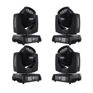 ridgeyard 230w beam zoom moving head light 4 pack, lcd display, dmx512 moving head dj lights with 17 gobos 14 colors 16 channel for dj disco parties wedding church live show ktv club