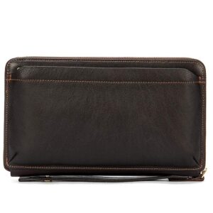 real leather clutch bags for men large zip around genuine leather purse vintage retro checkbook handbag coffee