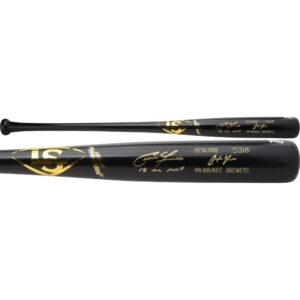 christian yelich milwaukee brewers autographed louisville slugger game model bat with "18 nl mvp" inscription - autographed mlb bats