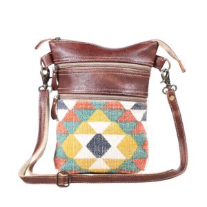 myra bags awesome twosome canvas, leather & rug crossbody bag s-1910