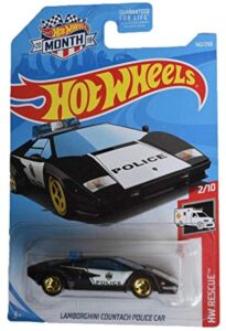 hot wheels 2019 hw rescue 2/10 lamborghini countach police car (black) walmart exclusive month card