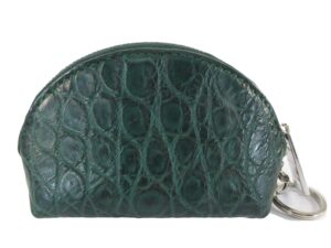 pelgio genuine crocodile skin leather zip around coins pocket purse key ring wallet (fir green)