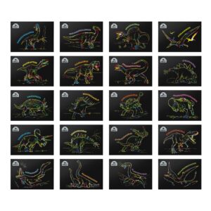 dinory scratch art for kids & adults, dinosaur scratch set 201 (20 dinosaurs)