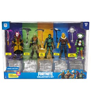 fortnite action figures 15 piece collectors set - 5 character figures, 5 harvest tools, 5 building materials - spooky team leade