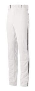 mizuno boys mvp pro piped baseball pant, white-black, 3x-large us