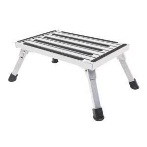 luisladders aluminum working platform step stool ladder rv step supports up to 500lbs, anti-slip surface & rubber feet camper step for motor-home,trail, suv