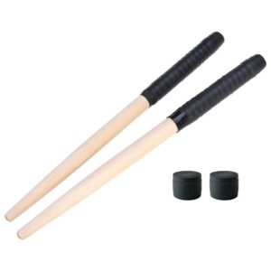 1 pair maibachi taiko drum sticks wood drumsticks taiko no tatsujin musical instrument accessories with sweatband grip handle and 2 replacement grips(black,350/20mm)