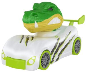 knuckle headz head poppin' quick shot pull back crash derby race car - rex the dinosaur