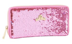 loungefly x disney sleeping beauty sequined zip-around wallet (pink/blue, one size)