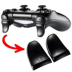 extremerate black 2 pair custom trigger extenders l2 r2 buttons for ps4 controller, game improvement adjusters for ps4 pro slim controller