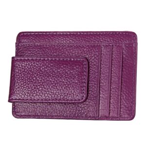 jnket rfid blocking slim money clip genuine leather minimalist front pocket wallet for men women (purple)