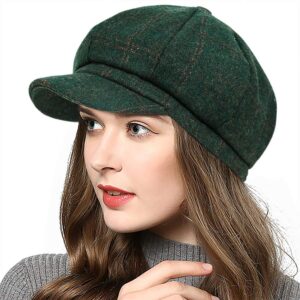 panpacsight women's newsboy hats fall wool cabbie beret tweed girls paperboy cap