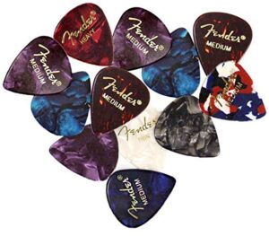 fender premium picks sampler - 12 pack includes thin, medium & heavy gauges (austin bazaar exclusive)