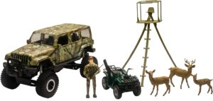 new-ray 1:18 scale jeep wrangler deer hunting set