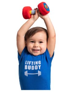 wod toys® baby dumbbell plush dumbell with rattle & sensory sounds – safe, durable fitness toy for newborns, infants and babies (1)