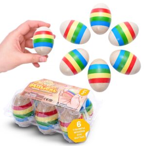 funky egg musical handmade shakers maracas for kids 4 -pack natural, wooden egg fillers percussion instruments - montessori sound making shakers - sensory for girls, boys