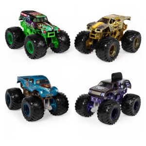 monster jam, official reveal the steel 4-pack of color-changing die-cast monster trucks, 1:64 scale