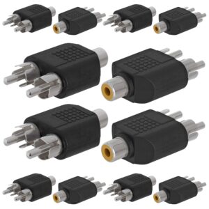 cmple - rca female jack to 2 rca male plugs av audio video cable rca y splitter adapter dual rca male adapter - 10 pack