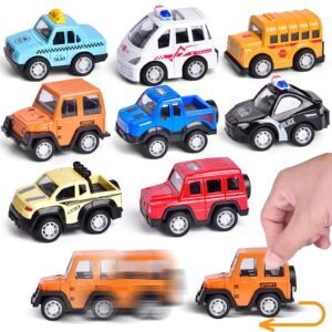 fun little toys 1:48 die cast metal toy cars for toddles, pull back cars toys for 1 year old boy, 2 year old boy birthday gift, wind up cars toddler toys age 1-2, 8pcs