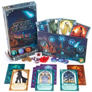 wolves of mercia - ultimate werewolf social deduction strategy & murder mystery board game - 49 jumbo tarot cards - thrilling large group game for 5-16 players for parties & family game night