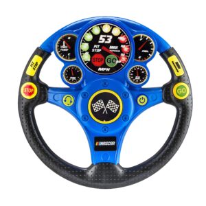 nascar racing wheel rev n roll steering wheel for kids toys, boy games sound effects light up display ages 3 up toddlers