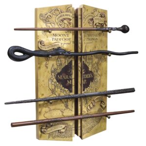 the noble collection harry potter marauders wand set with display stand - 31.5in (43cm) 4 wizard wands with marauders map display stand - officially licensed film set movie props wands gifts