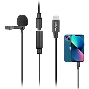 boya lavalier lightning microphone for ios iphone 11 vlog, 20 ft/6m by-m2 lapel universal mic with lightning plug adapter for iphone 11 10 x 8 7 mac youtube video facebook live