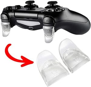 extremerate transparent clear 2 pairs l2 r2 buttons extention trigger for ps4 controller, game improvement adjusters extenders for ps4 controller jdm-030