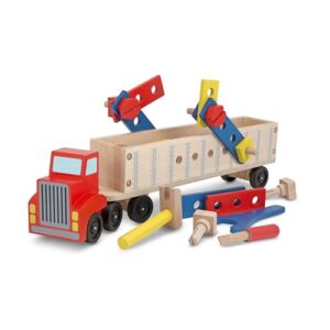 melissa & doug big rig truck wooden building set (22 pcs)