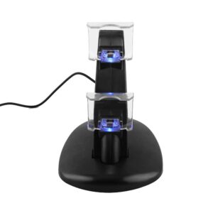 controller charger station,controller usb charging station dock for dualshock with usb charging cable,fast charging station for/slim/with blue led light(black)