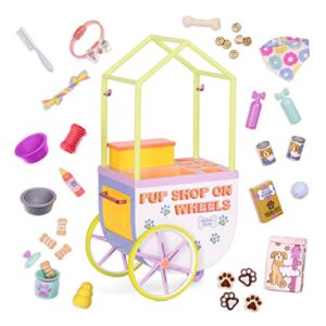 glitter girls – gg pup pet shop on wheels – pet accessory with play food for 14-inch dolls & plush dogs – toys, clothes, and accessories for kids ages 3 and up