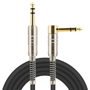 jolgoo 1/4 inch trs cable, straight to right angle 1/4 inch 6.35mm stereo audio cable for studio monitors,mixer,yamaha speaker/receiver, 10 feet