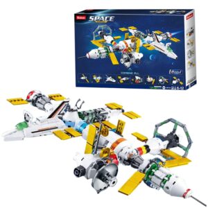 slubankids space station building blocks for kids, 3d early learning toys for science and stem, stackable shuttle diy exploration (space station - 511 pcs)