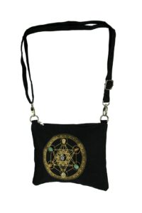 black canvas sacred geometry cube for wealth gemstone crystal grid crossbody bag