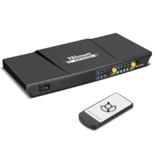 tesmart hdmi switch 4x1 quad screen multi-viewer splitter seamless switcher with 5 display modes ir remote, support 1080p@60hz 4 in 1 out(black)