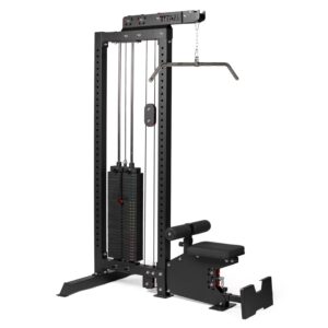 titan fitness lat tower machine, single stack 300 lb cable pull station trainer