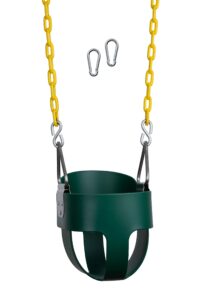 new bounce toddler swing seat - outdoor baby swing, fully assembled with coated chains and rust-proof stainless steel - your child will love this heavy duty high back full bucket swing